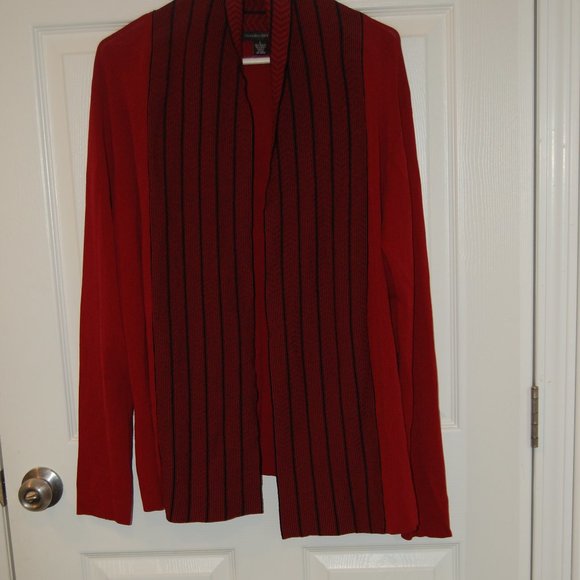 Designers | Sweaters | Nwt Designers Womens Redblack Open Sweater Size ...